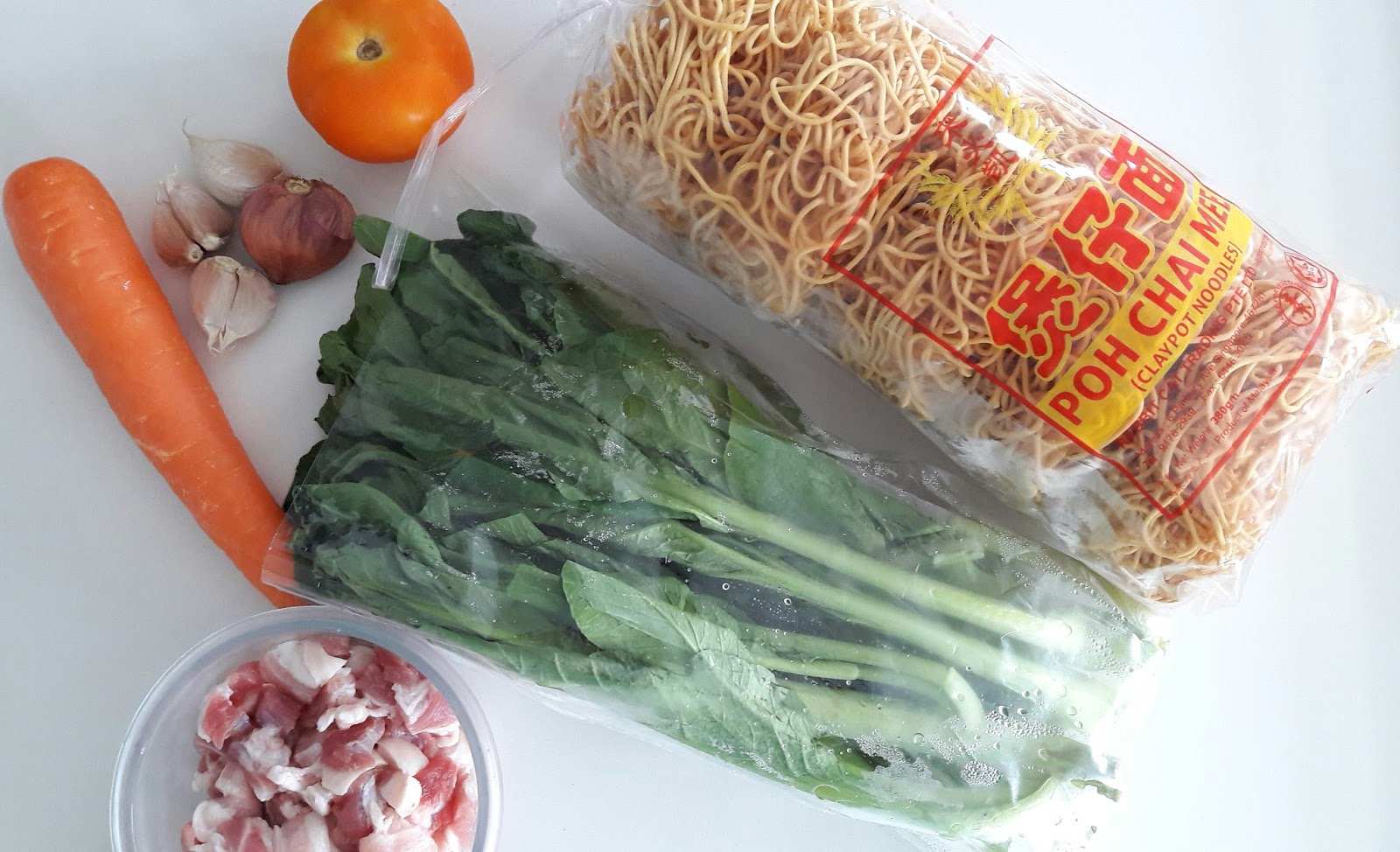 Claypot Noodles (Poh Chai Mee) with Pork Belly, Choy Sum - 40/50