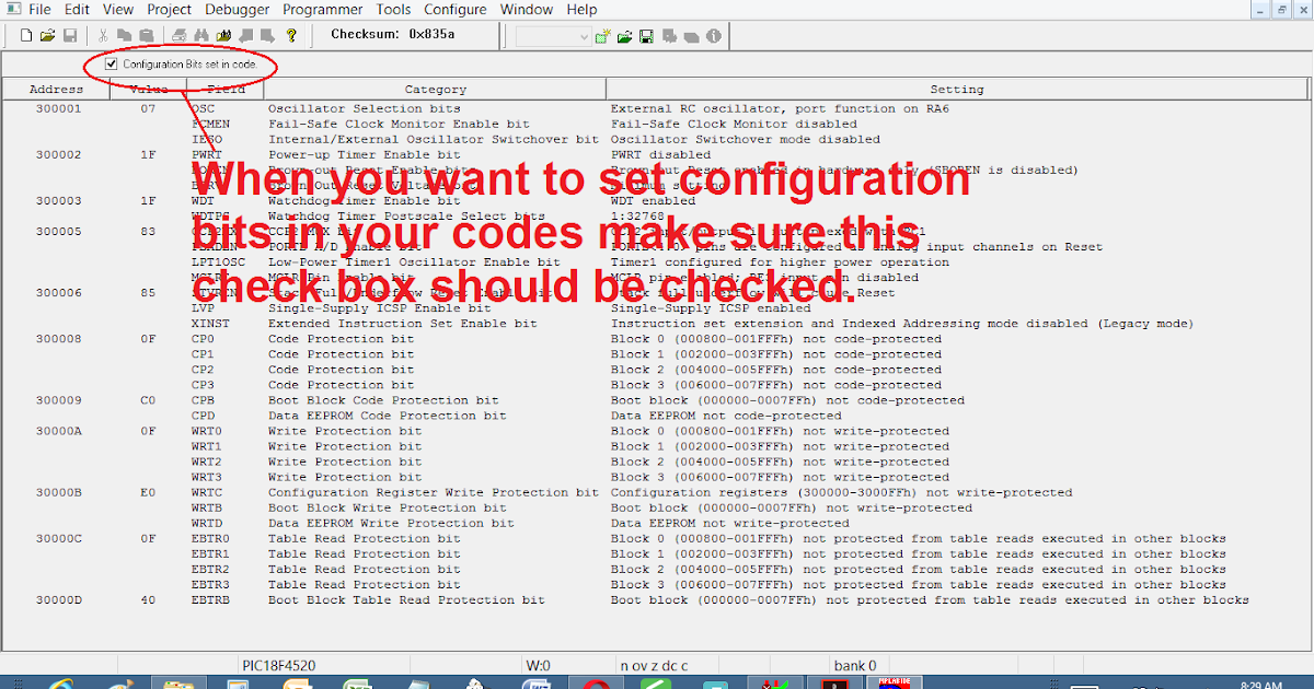 How to set PIC microcontroller's configuration bits in MPLAB IDE or in C-codes - Electronics Guru