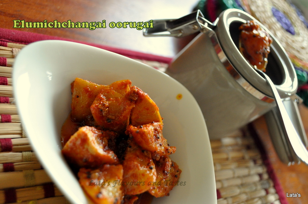 Flavours and Tastes: Uraippu elumichchai oorugai - Indian Lime Pickle
