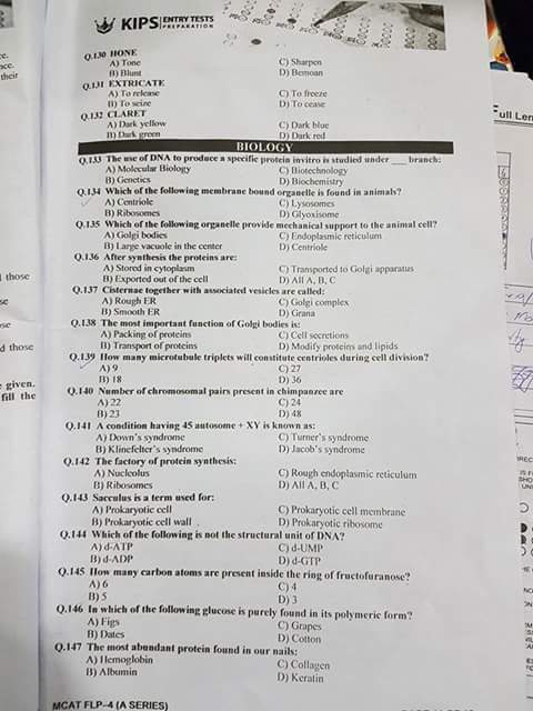 KIPS Full Length MCAT papers for Entry Test 2016 - Ratta.pk