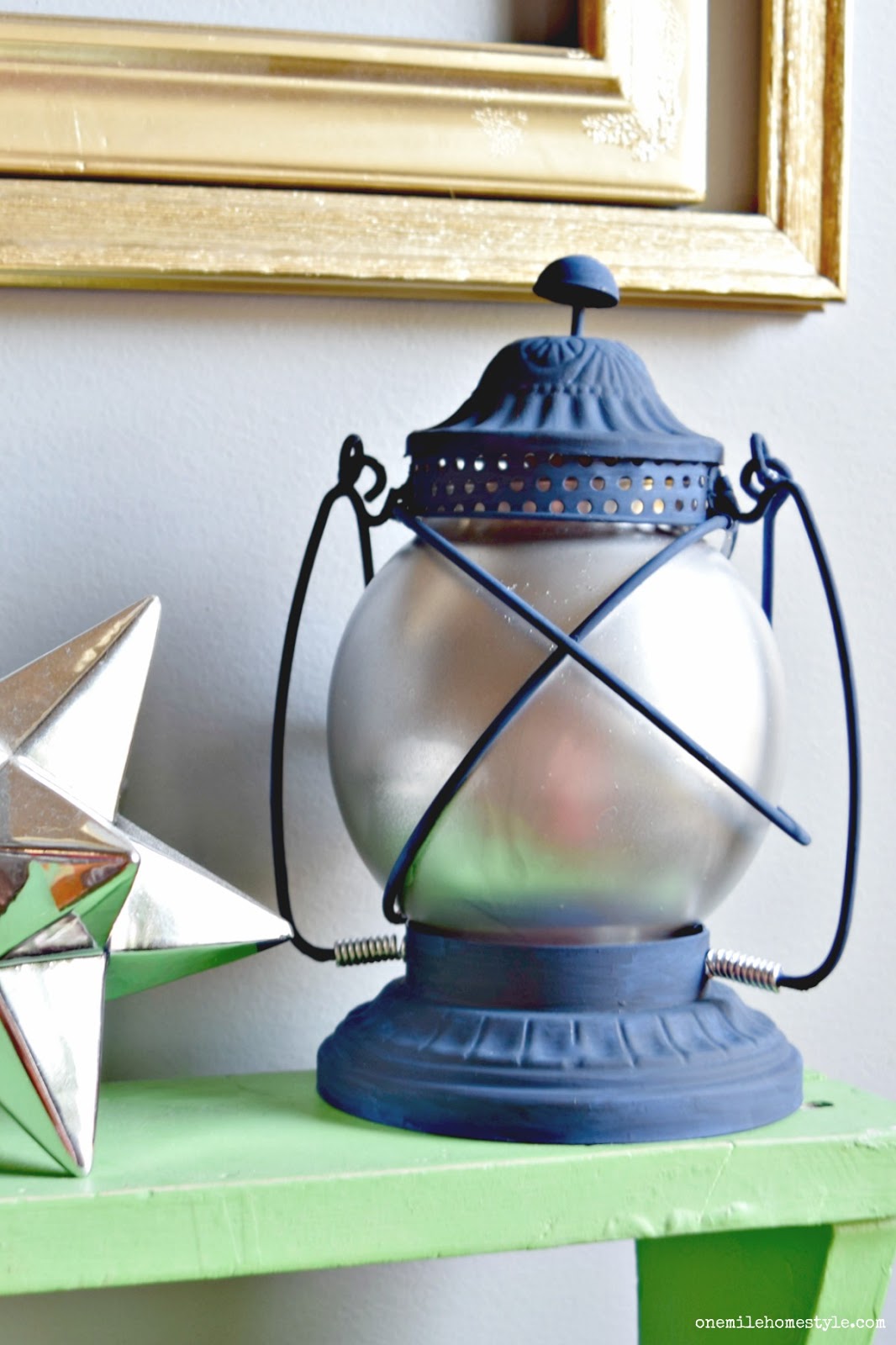 Rustic Navy Blue Lantern