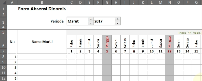 Form Absensi Dinamis - ExcelPix