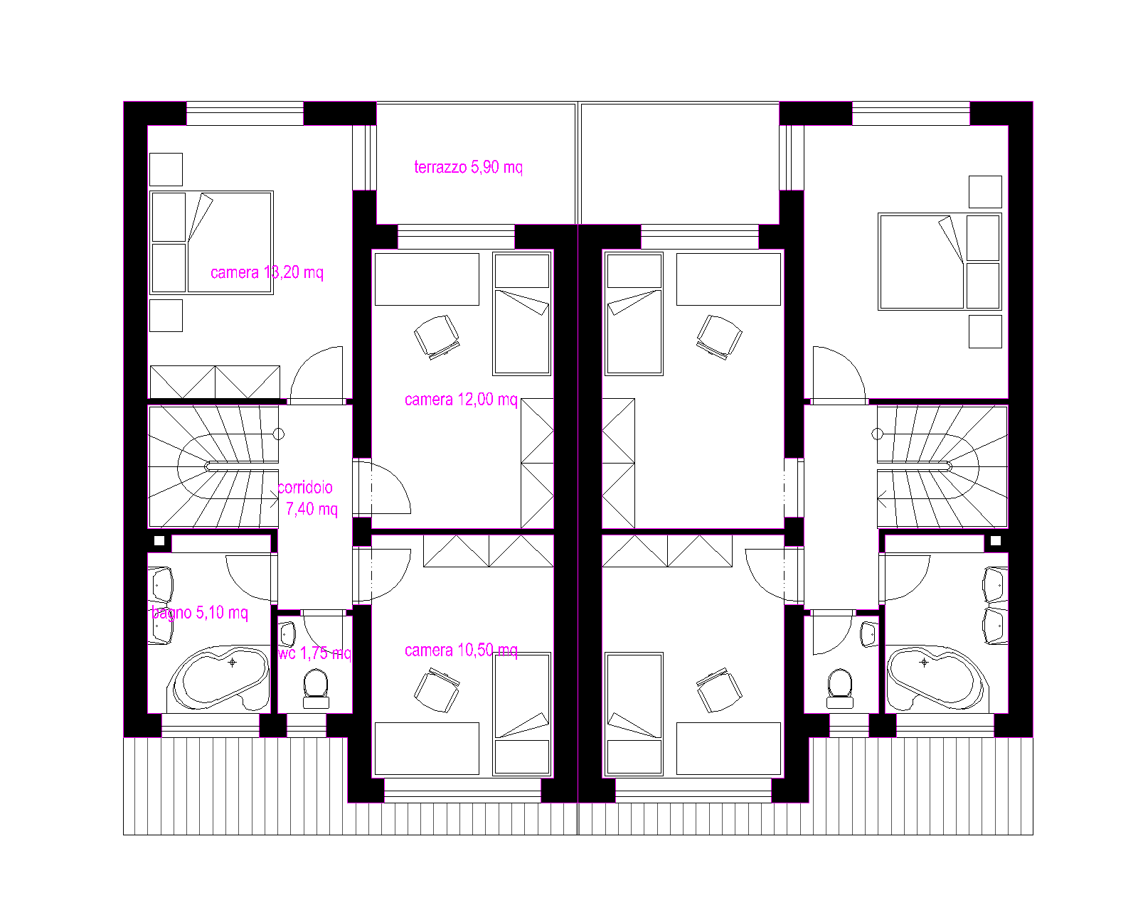 Progetti di case in legno: CASA BIFAMILIARE 2 X 144 MQ