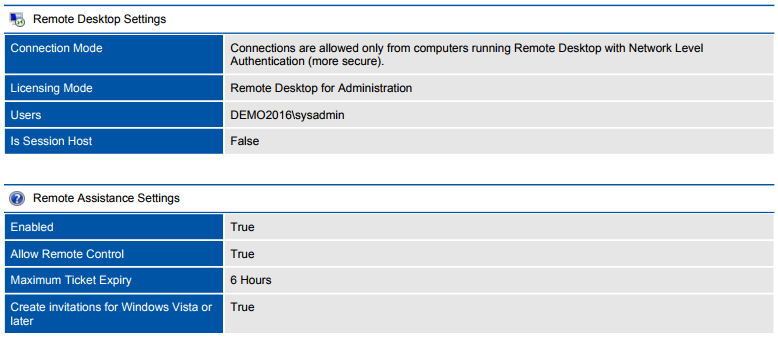 Document Remote Desktop and Remote Assistance Settings