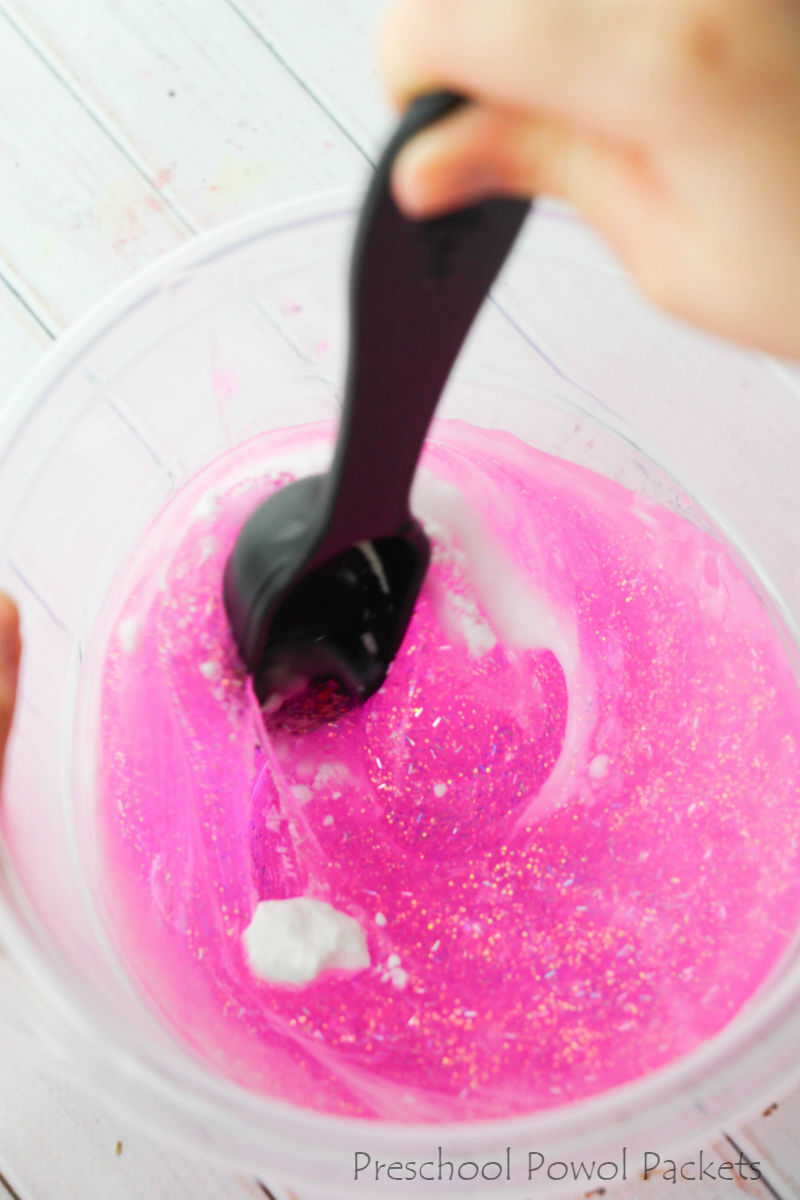Pink Glitter Valentine Slime Science Experiment | Preschool Powol Packets