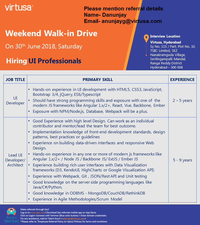 jobsoftheday: Weekend Walk-in Drive for UI Professionals on 30-Jun-18 ...