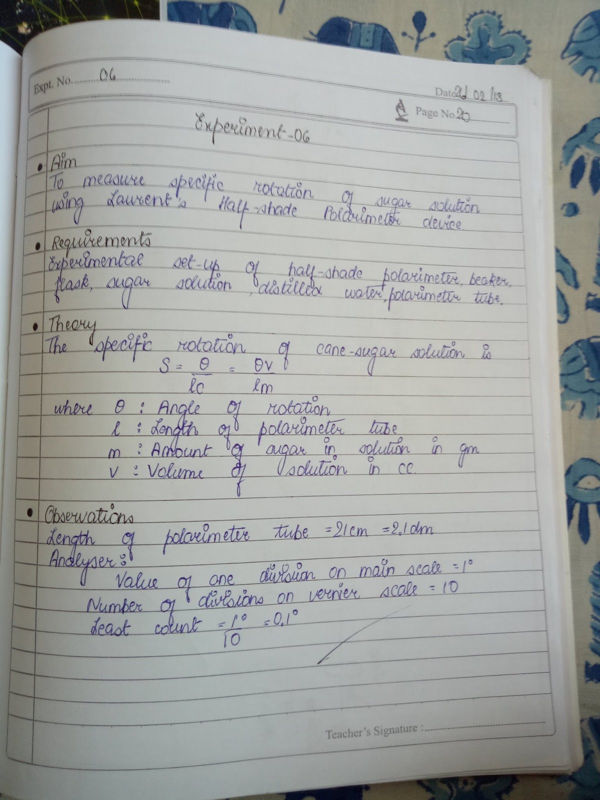 Specific rotation using Half shade polarimeter