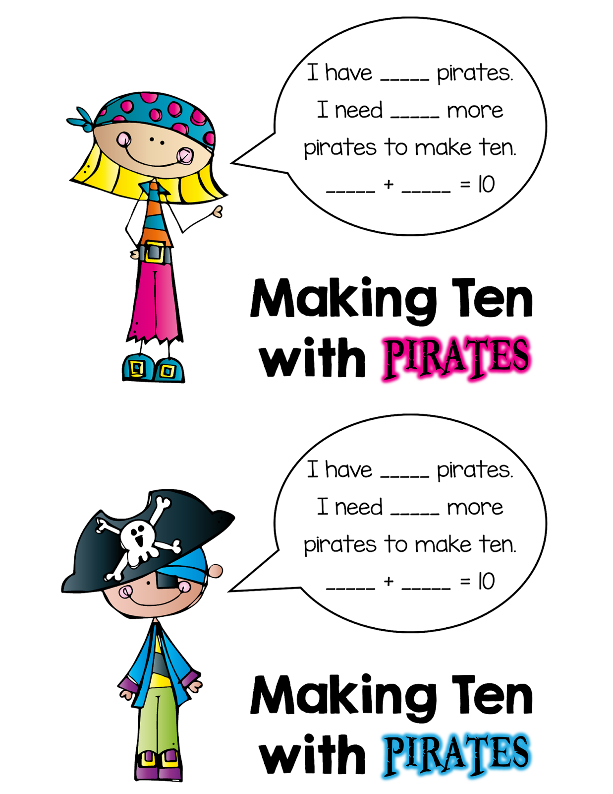 First Grade Garden: Math Book Monday - Ten Little Pirates