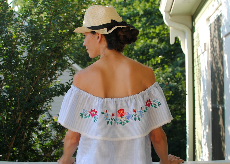 Trash To Couture: DIY: Embroidered Off-the-Shoulder Top