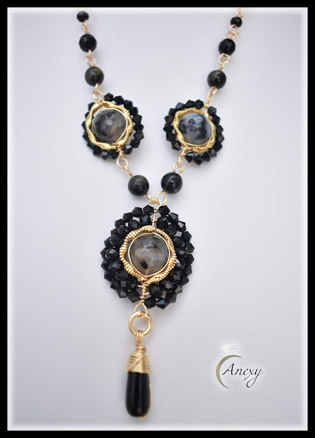Collar largo en tonos negros - Joyería Mexicana Anexy
