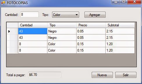 Windows Form en visual basic.NET: Ejemplo de data DataGridView