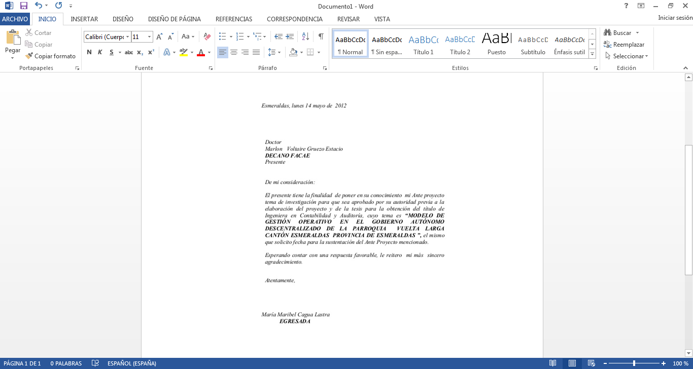 2º Parcial - primero bachillerato ¨B¨: Officio