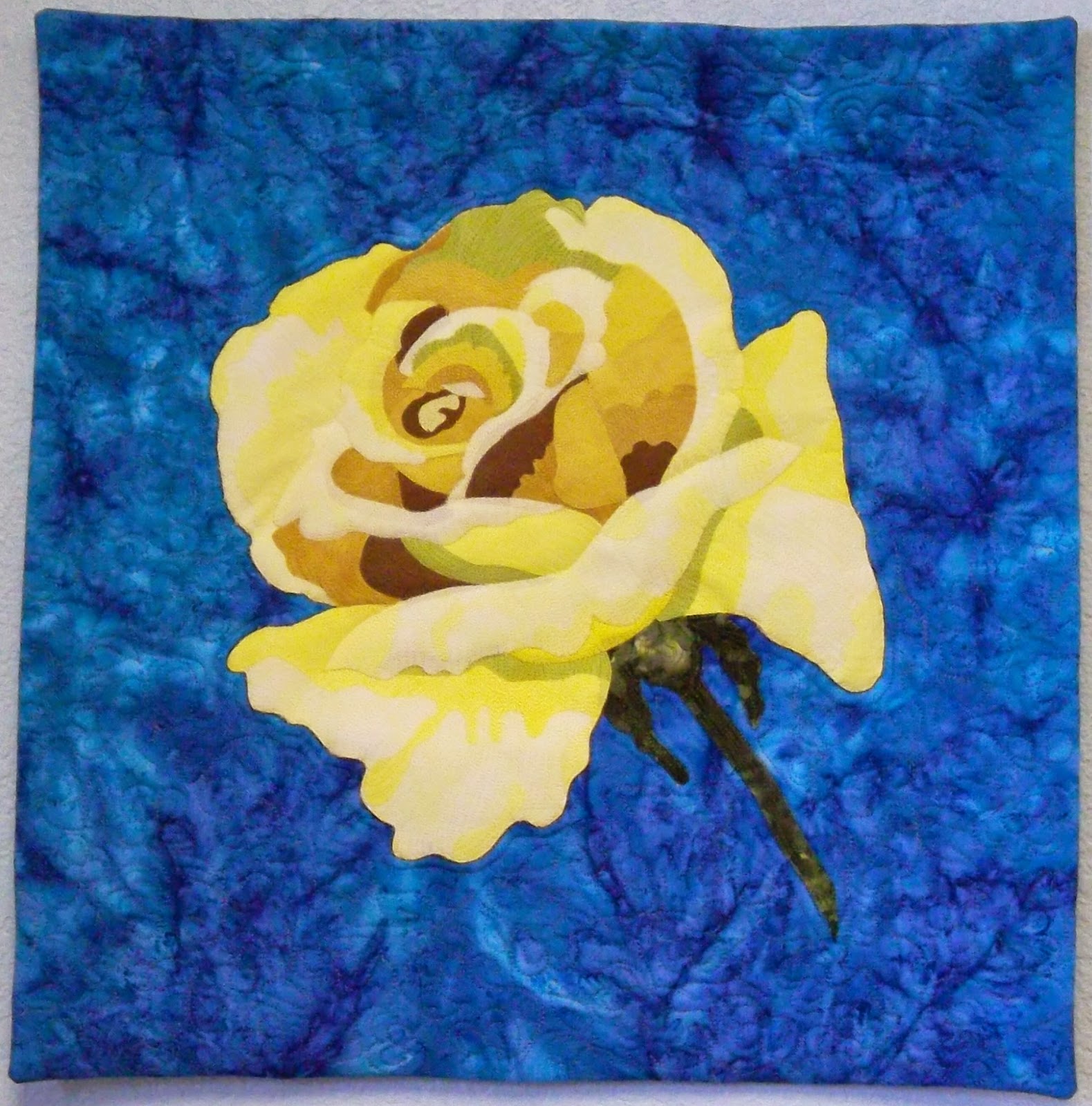 Yellow Rose on Blue