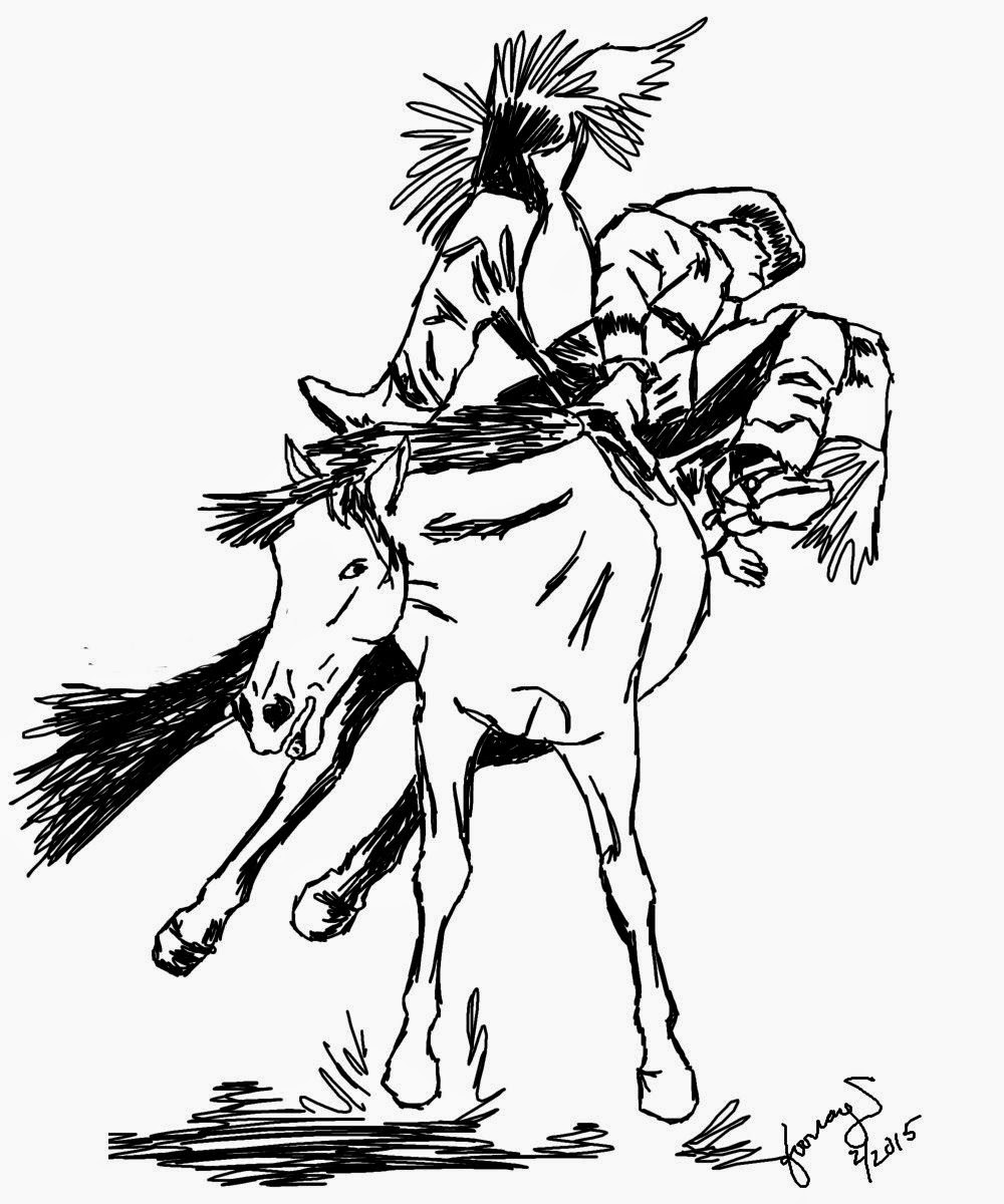 Bronc Rider Pencil Coloring Pages