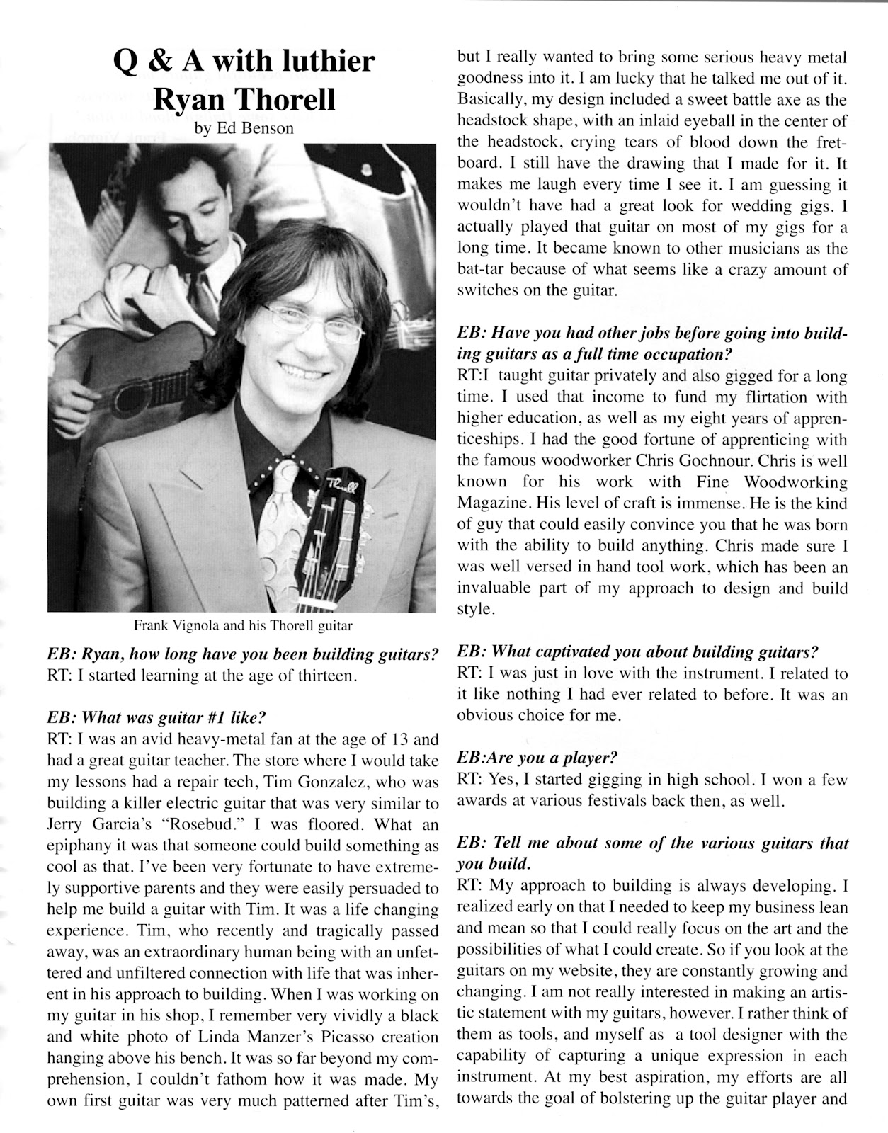 Thorell Blog: Just Jazz Guitar Magazine Interview with Luthier Ryan ...