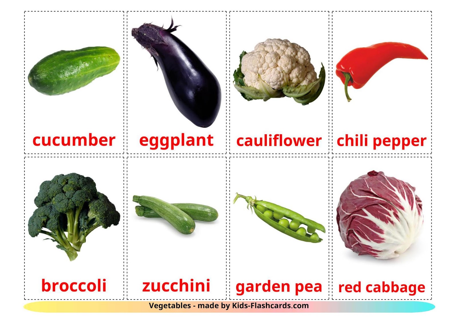 Vocabulary: Flashcards of vegetables