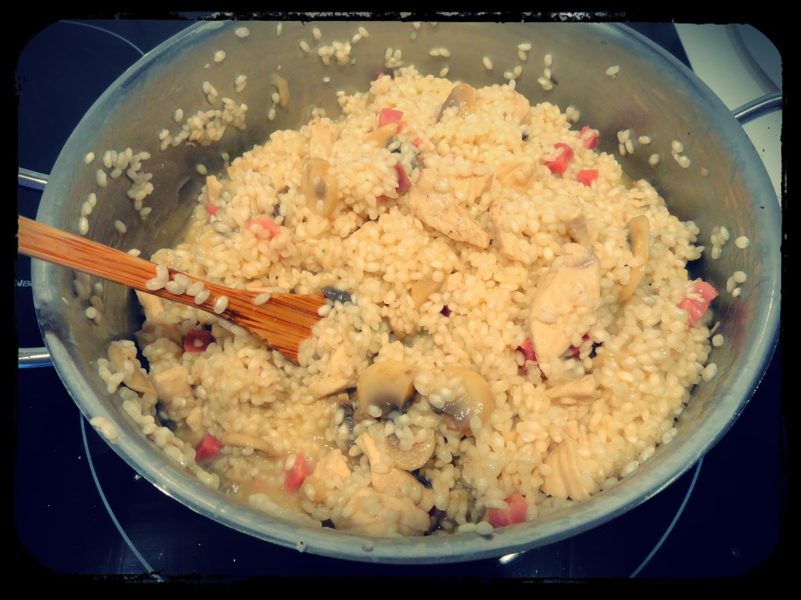 Bea la cocinillas: Risotto de pollo, champiñones y jamón