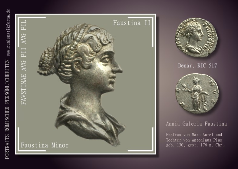 römische Kaiserportraits auf Münzen: Faustina Junior (Faustina II, Faustina Minor)