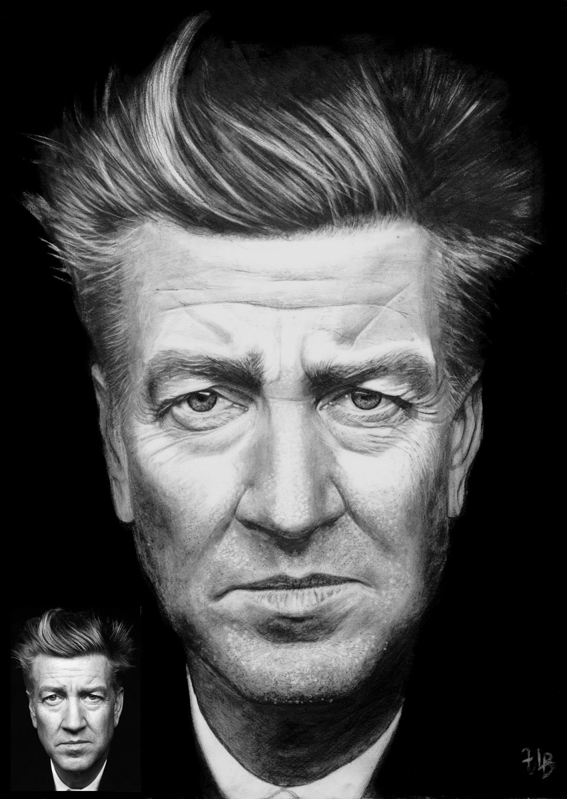 PORTRAIT AU GRAPHITE DE DAVID LYNCH (CINÉASTE & MUSICIEN) - TOUS DROITS ...