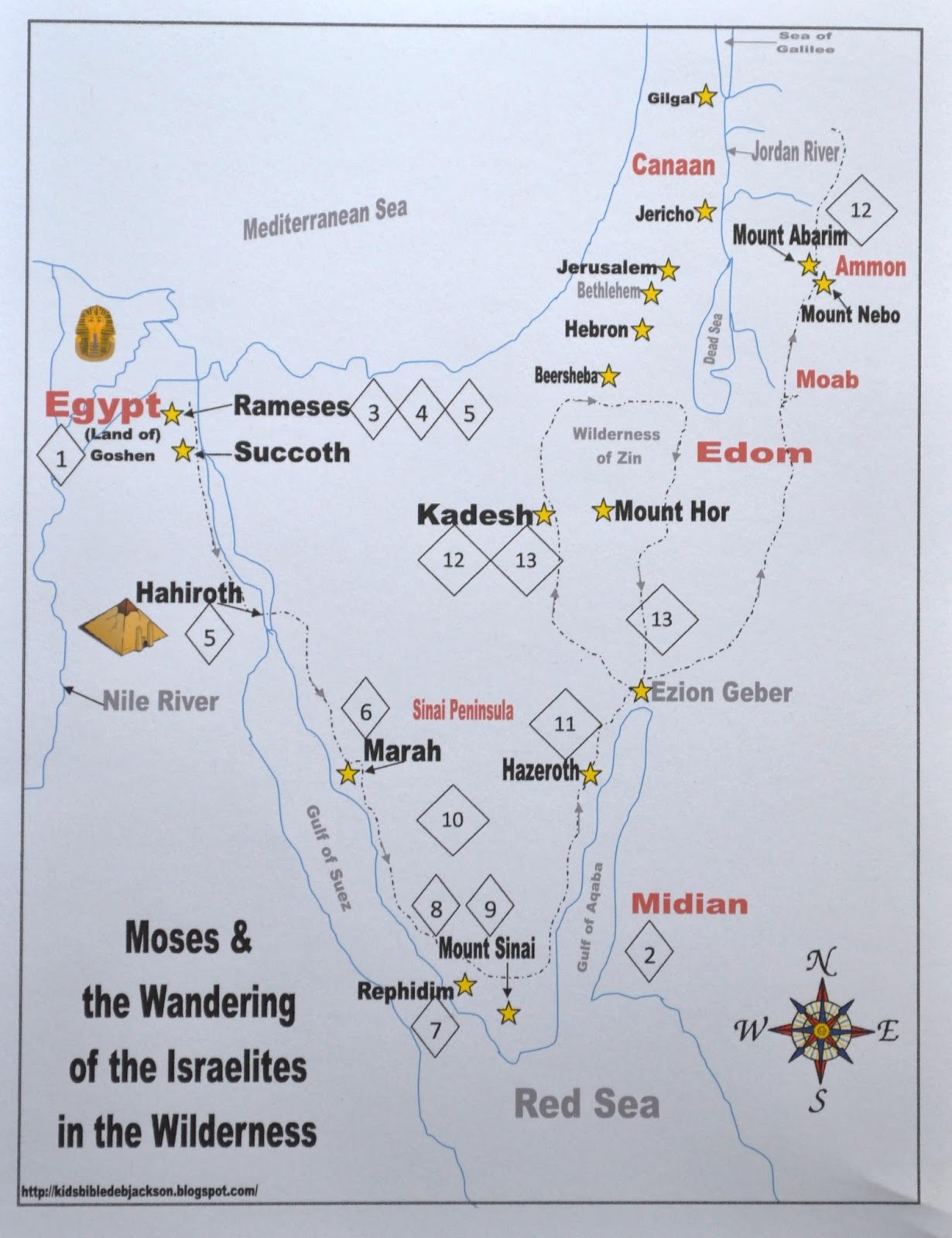 Map Of Moses Journey