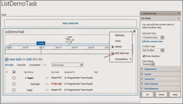 SharePoint tricks: Hide the Timeline in task list - SharePoint 2013