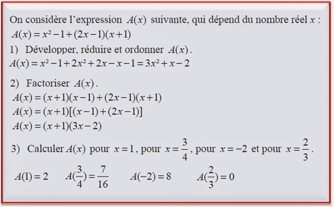 Qcm Concours Gratuits 06 Corrigé Problème Mise En équation Développer Factoriser