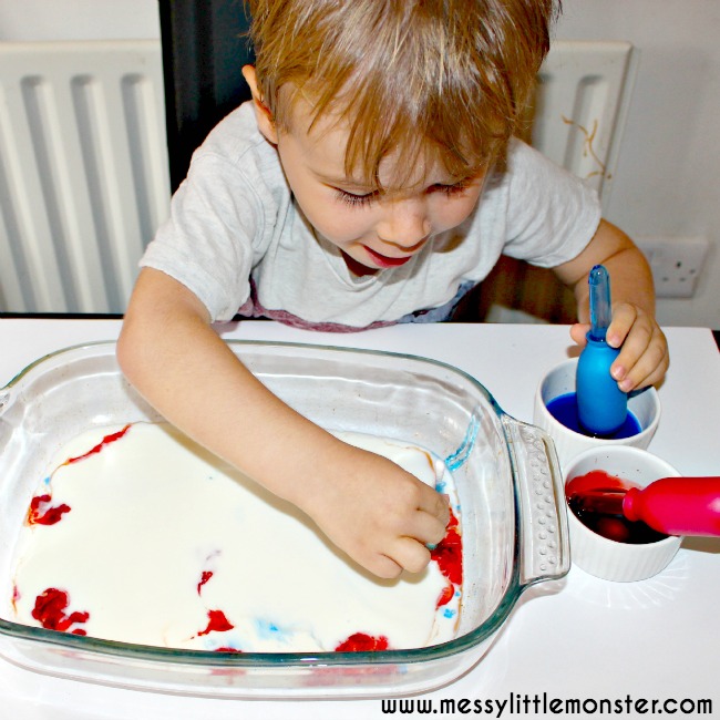 Magic Milk Fireworks Science Experiment - Messy Little Monster