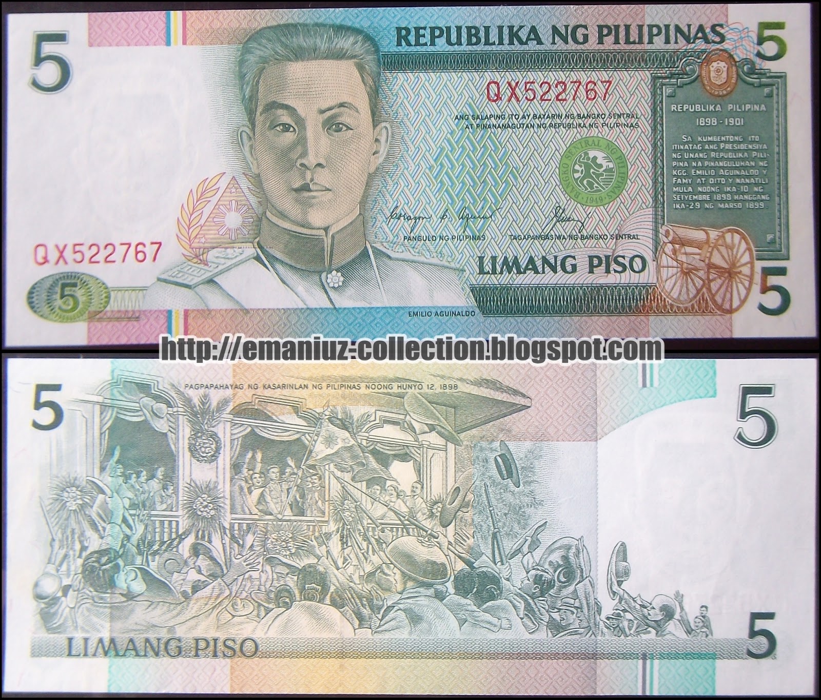 Banknote of the Philippines | 1985-1994 5-Piso (BSP & New Design Series ...