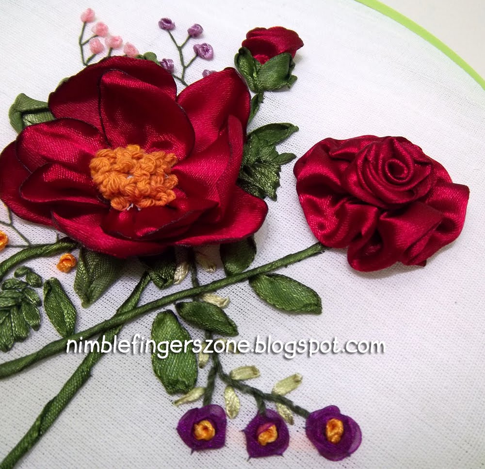 Roses Ribbon Embroidery ~ Nimble Fingers Zone