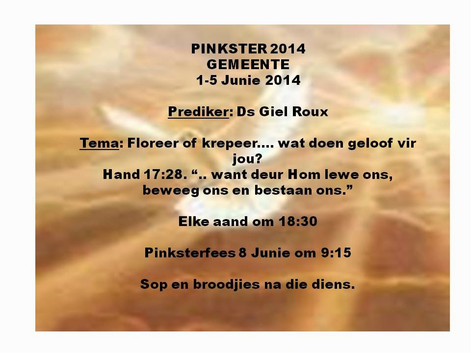 NG Kerk Standerton: PINKSTER 2014