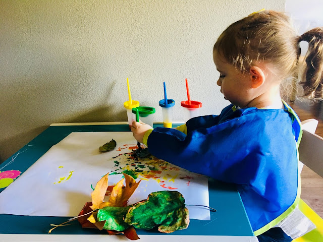 Montessori Fall Leaf Painting • Happy Homeschool Adventures