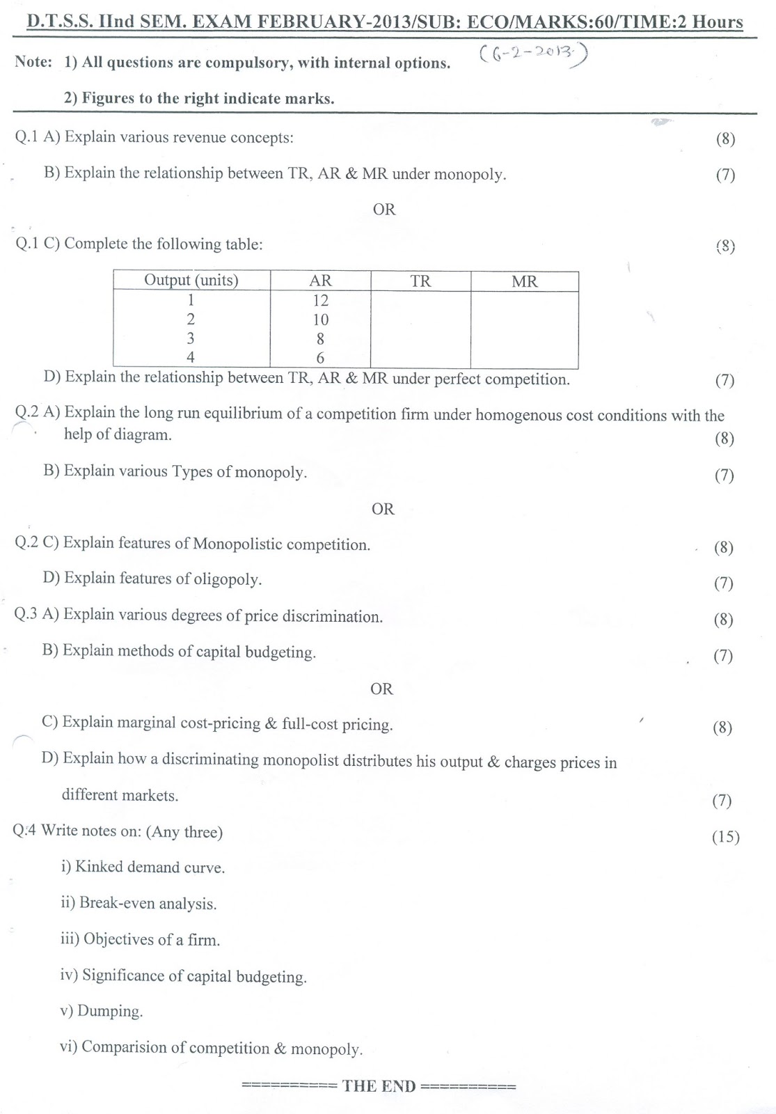 Question Papers Collection: ATKT FYBCOM ( SEM II ECO)