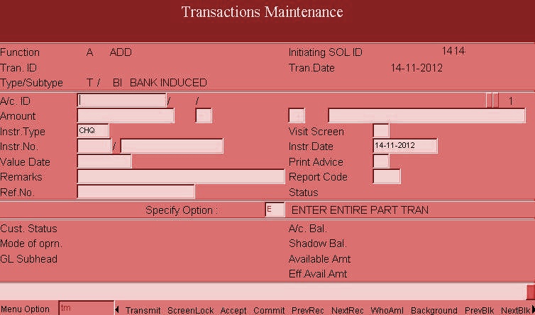 Finacle Command - TM for Transaction maintainance Part - I ~ Finacle ...
