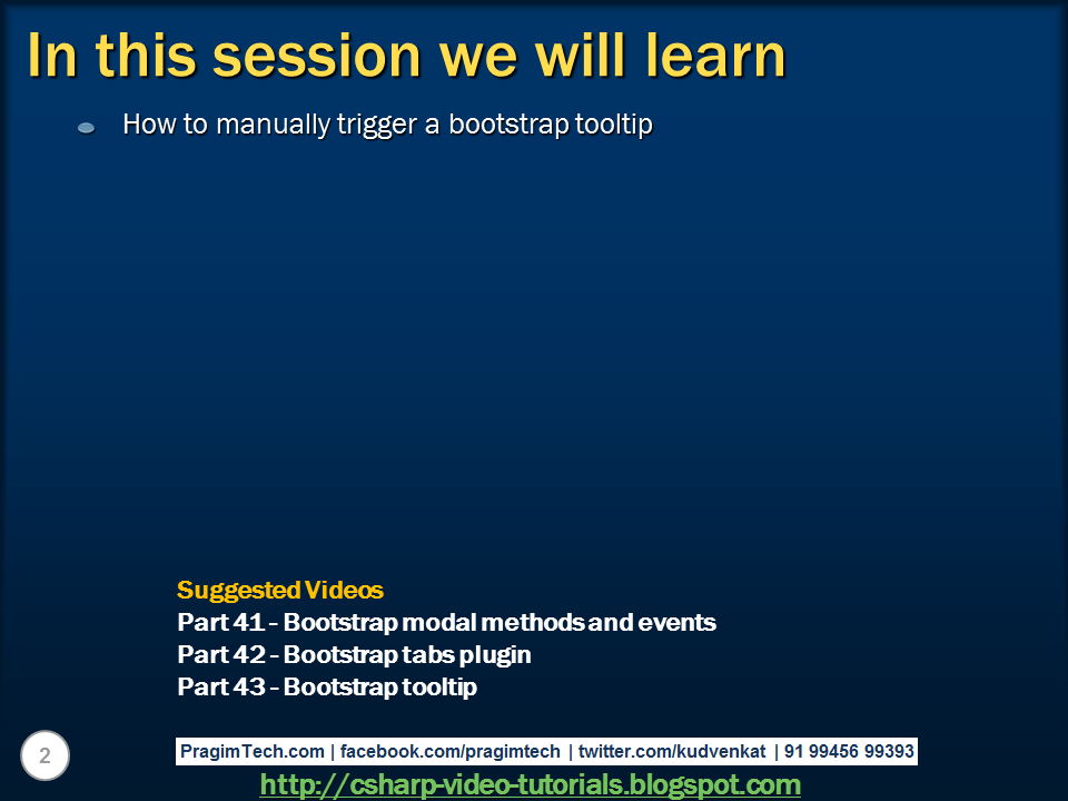 Sql Server Net And C Video Tutorial Bootstrap Tooltip Manual Trigger