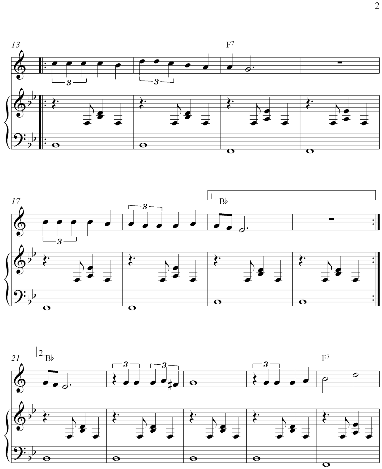 Free trumpet piano sheet music, La Paloma