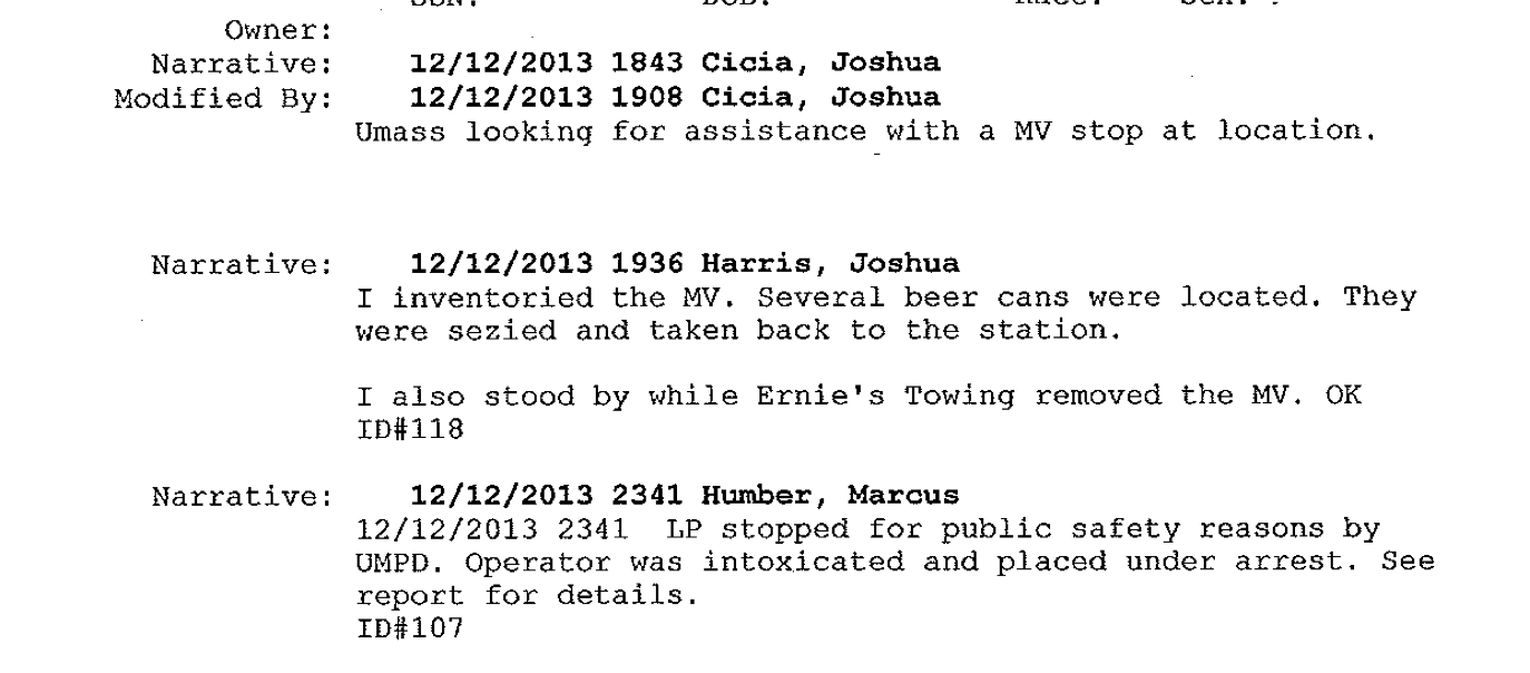 Only in The Republic of Amherst: DUI Dishonor Roll