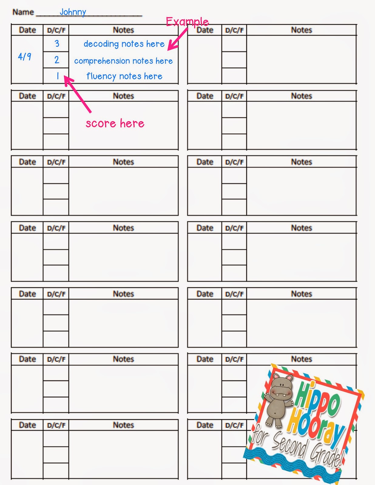 Guided Reading Lesson Planning and Note Taking - Hippo Hooray for ...