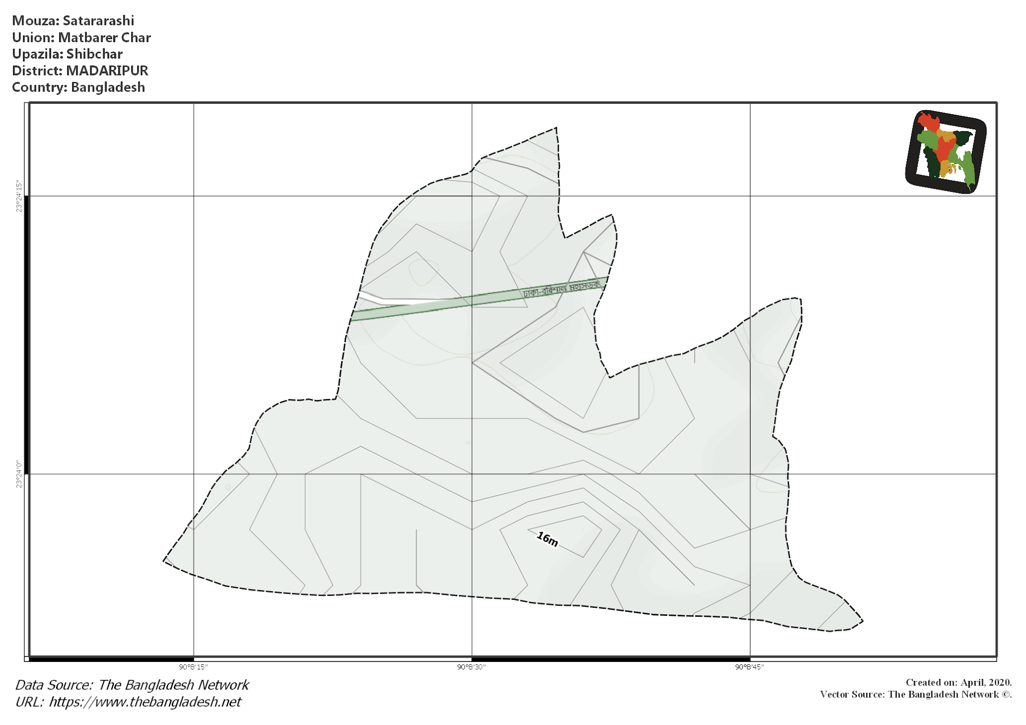 Map of Satararashi Mouza, Shibchar, Madaripur