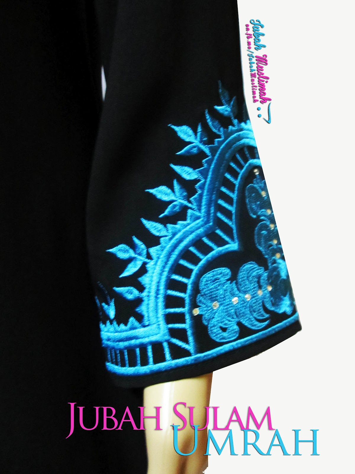 Jubah Muslimah Official Jsu Color Jubah Hitam Sulam Warna Elegant