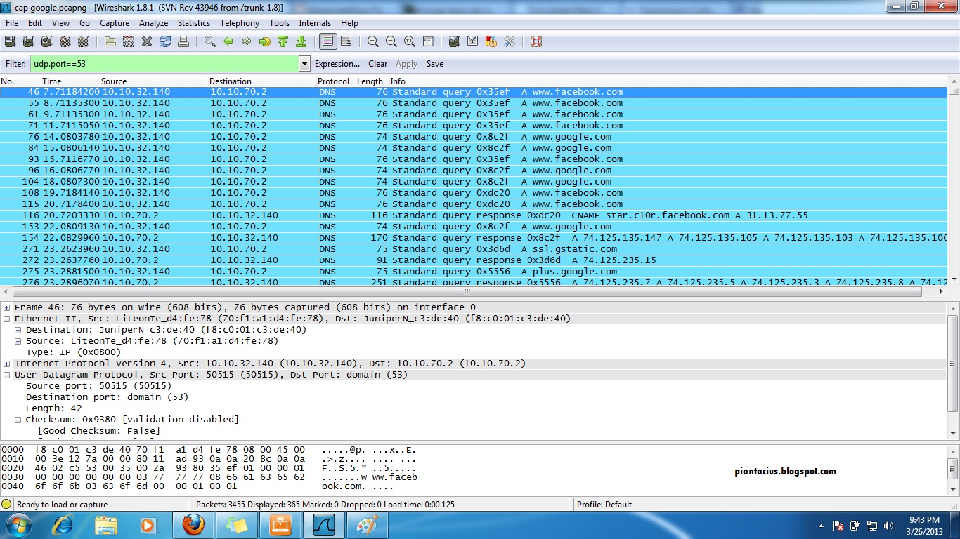 Piantacius: Monitoring Protokol UDP dan TCP Menggunakan Wireshark