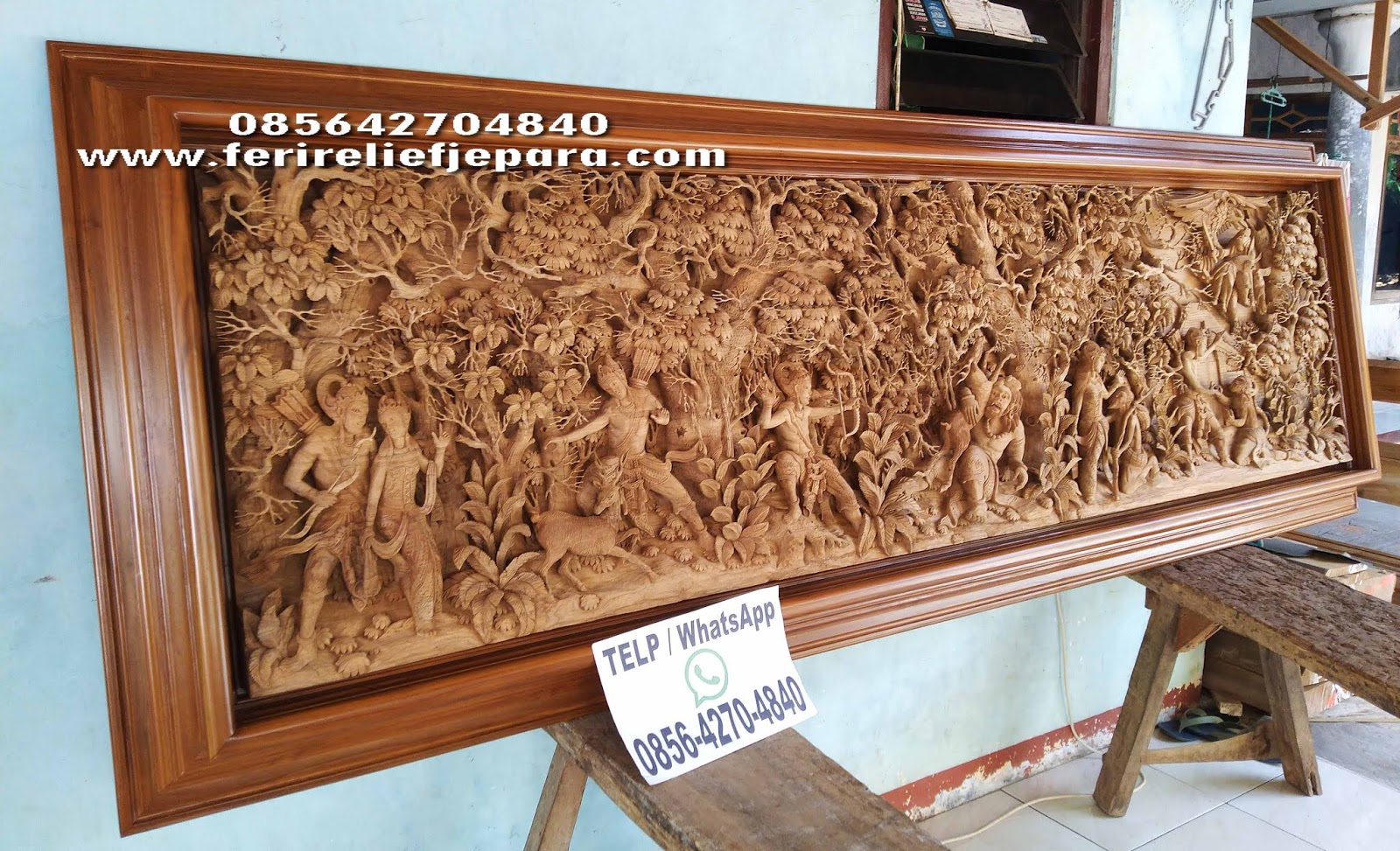 Ukiran Relief Ramayana kayu jati Jepara - UKIR RELIEF 3 DIMENSI JEPARA
