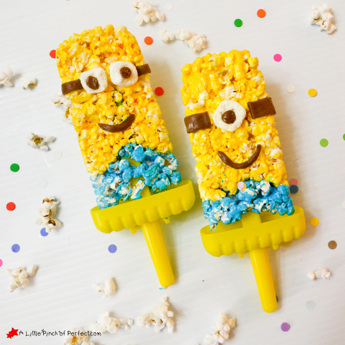 WHAAAT? How to Make a Minion Popcorn Treat on a Stick - A Little Pinch ...