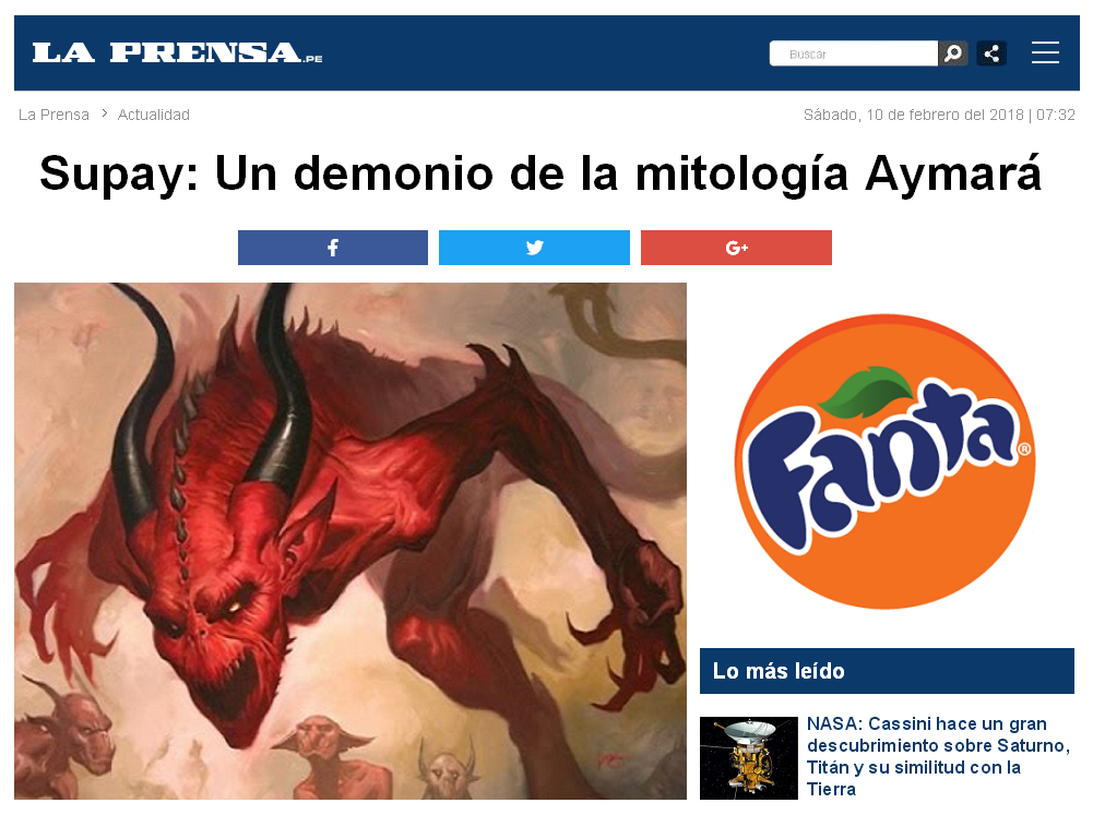 EL LADO OSCURO: SUPAY: Un Demonio de la mitología Aymará