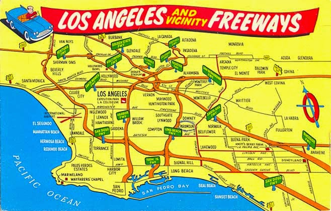 Postcard Gems Map Los Angeles And Vicinity Freeways