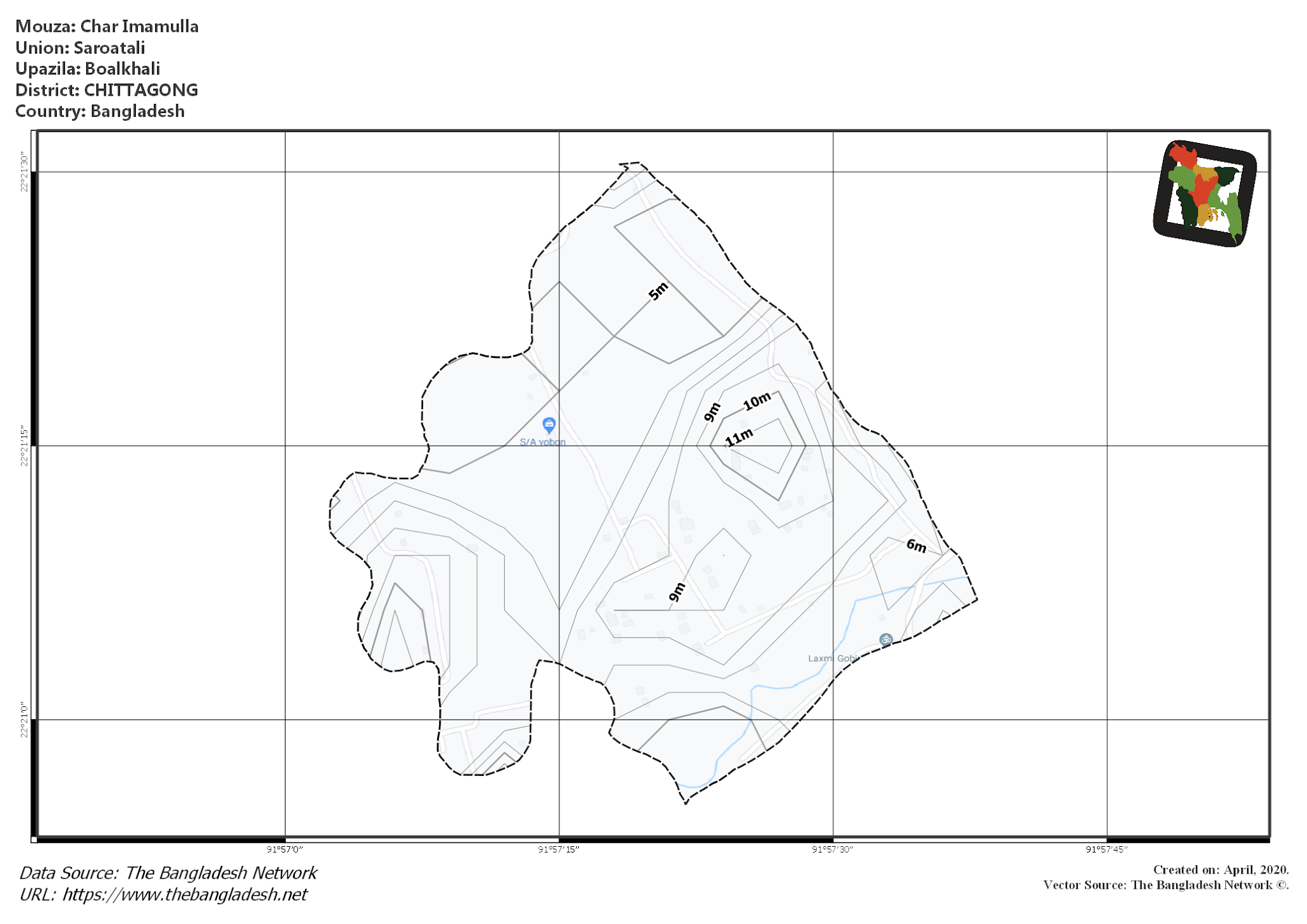 Map of Char Imamulla Mouza, Boalkhali, Chittagong