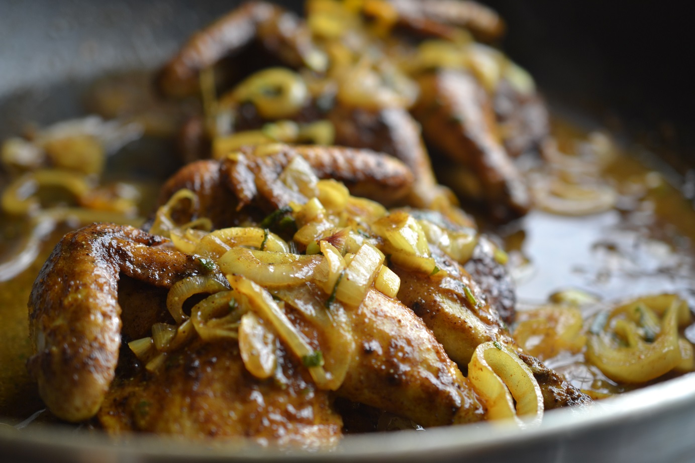 Greedy Girl : Pan roasted hen with curry shallot and sage pan sauce