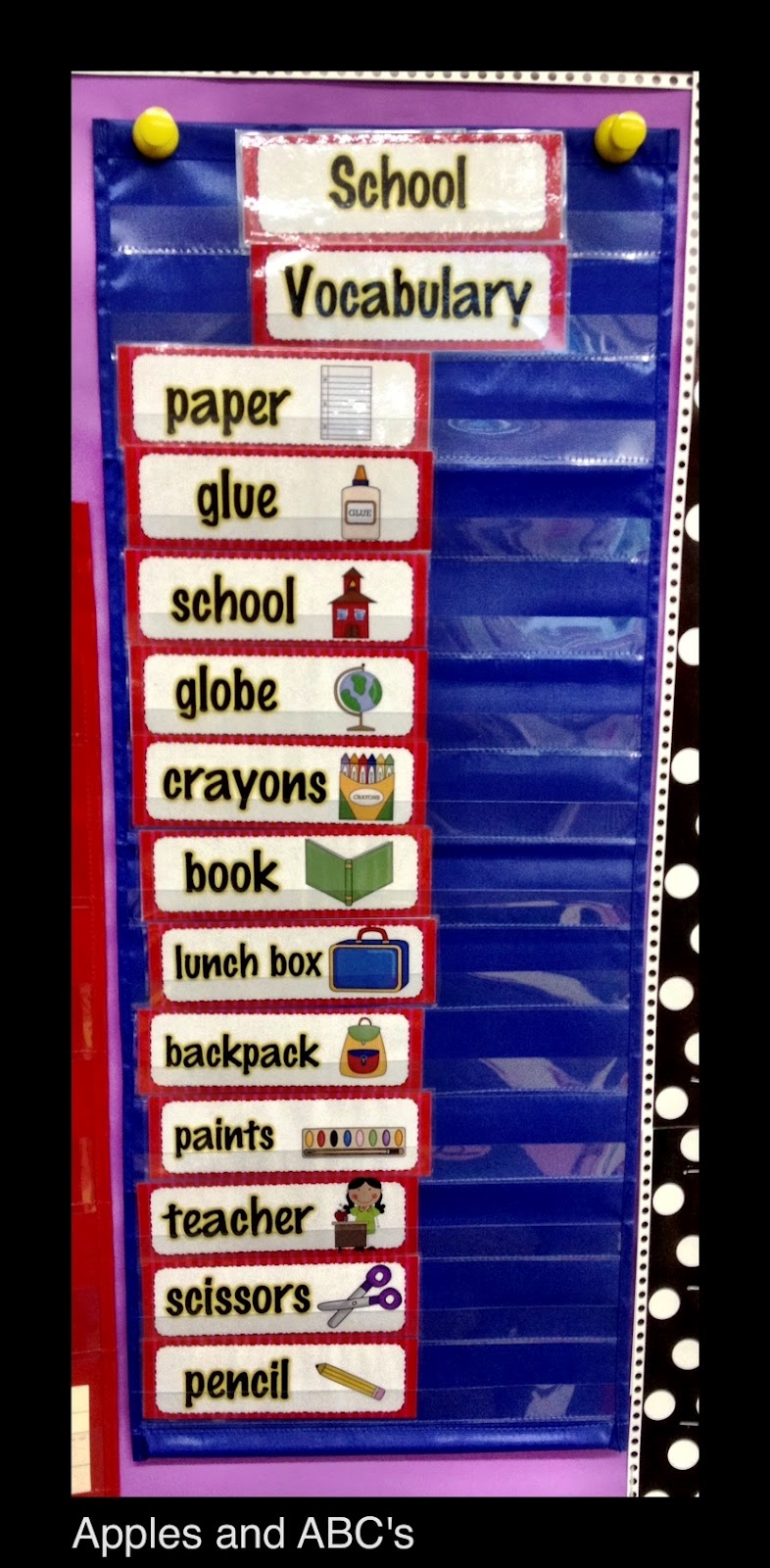 Monthly Vocabulary Cards - Apples & ABC's