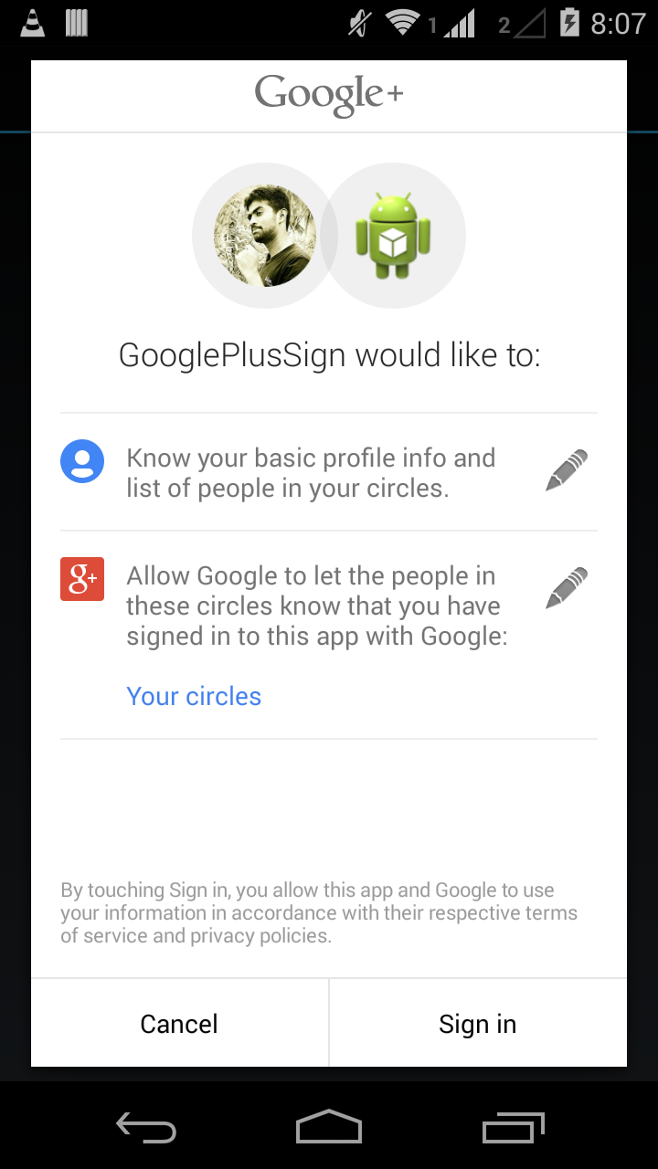 Android Beginning Bunch: Sign-in Google Plus Account in Android Example