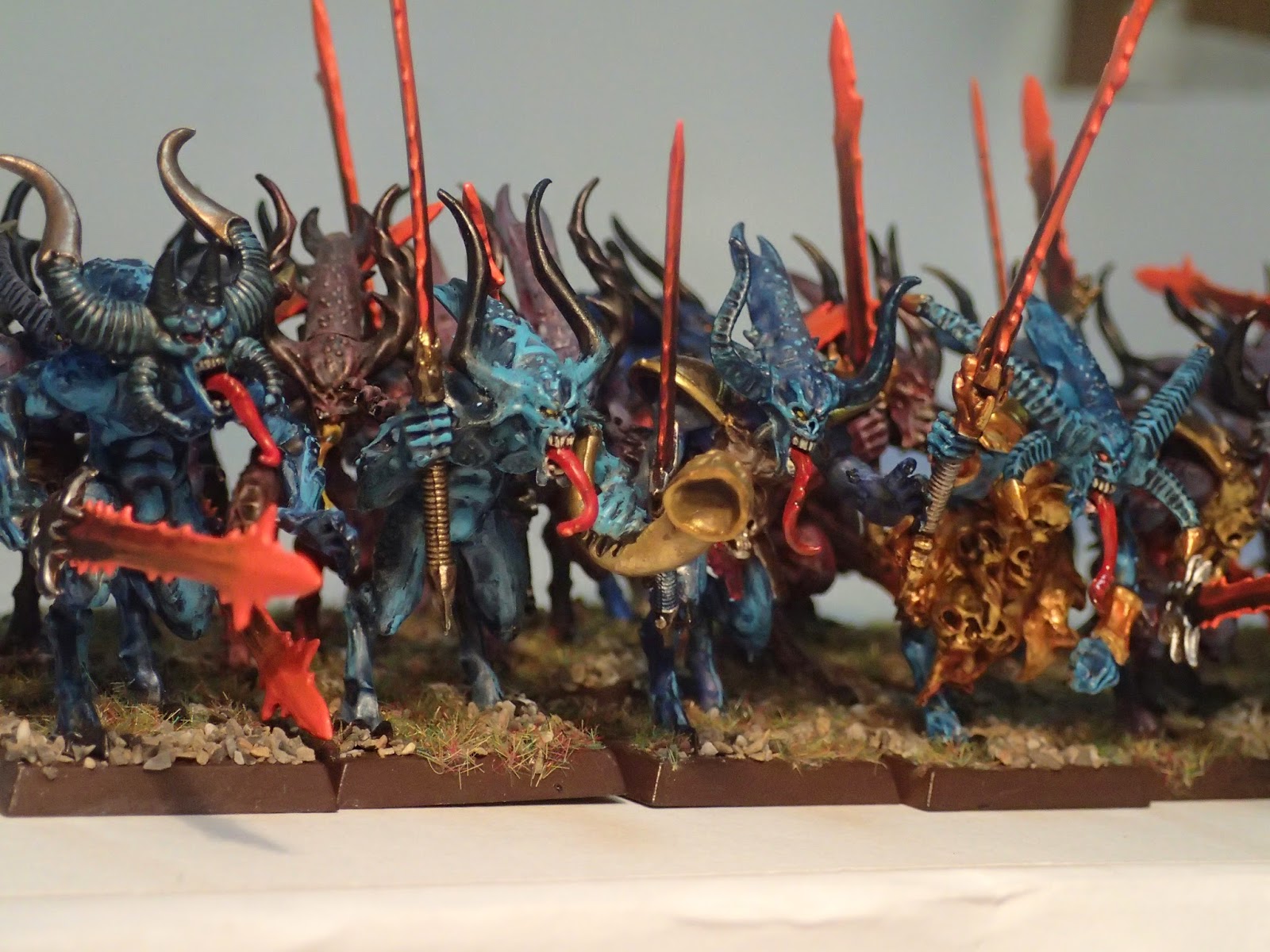 The Greater Army of Khorne: Blue Bloodletters with converted horns and ...